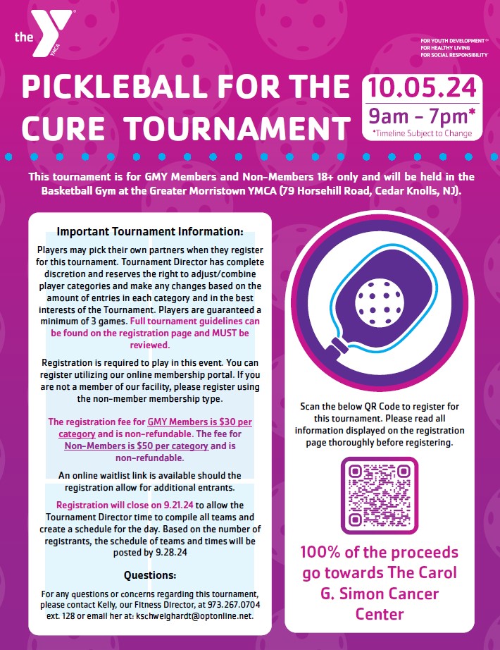 Fall Pickleball for the Cure Tournament – The Greater Morristown YMCA